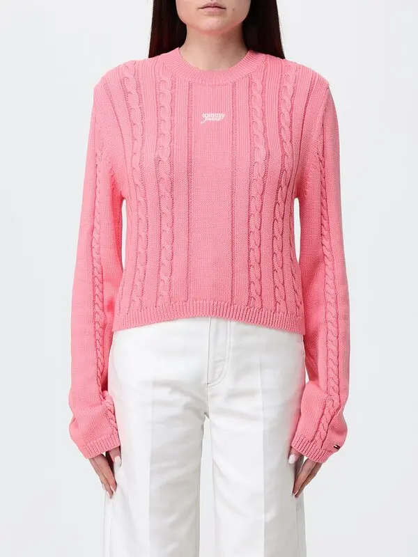 Tommy Hilfiger Cable Knit Cropped Sweater - Coral
