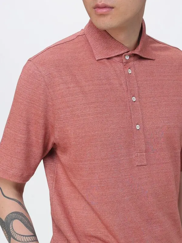Brunello Cucinelli Linen And Cotton Polo Shirt - Red