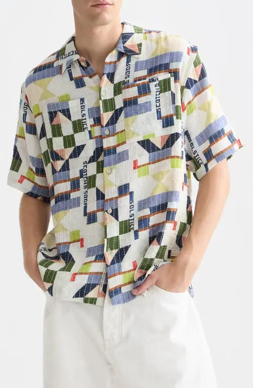 Scotch & Soda Relaxed Fit Print Short Sleeve Button-up Shirt