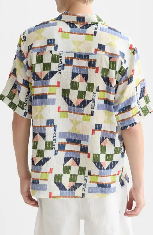 Scotch & Soda Relaxed Fit Print Short Sleeve Button-up Shirt