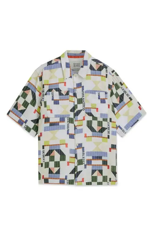 Scotch & Soda Relaxed Fit Print Short Sleeve Button-up Shirt