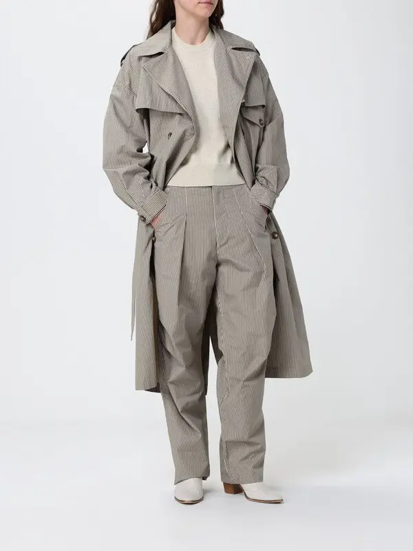 Isabel Marant Étoile Striped Cotton Double-breasted Trench Coat