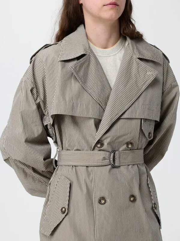Isabel Marant Étoile Striped Cotton Double-breasted Trench Coat