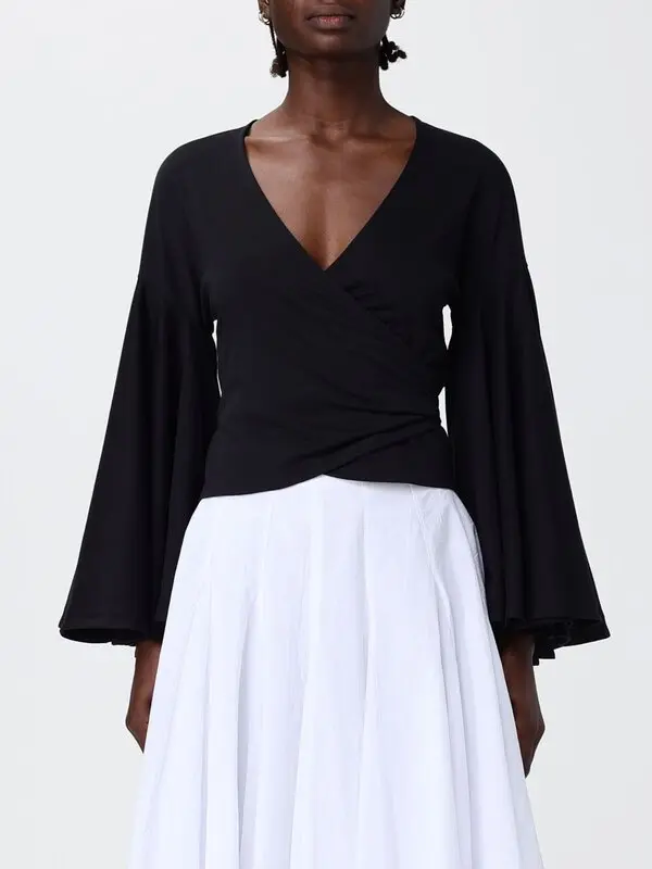Jacquemus Jersey Wrap Blouse - Black