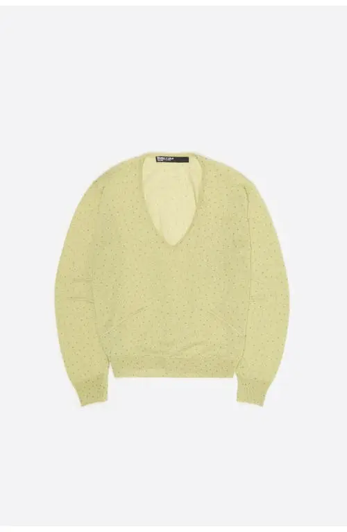 Bimba Y Lola Polka Dot V-neck Long Sleeve Sweater - Dots Mini Olive