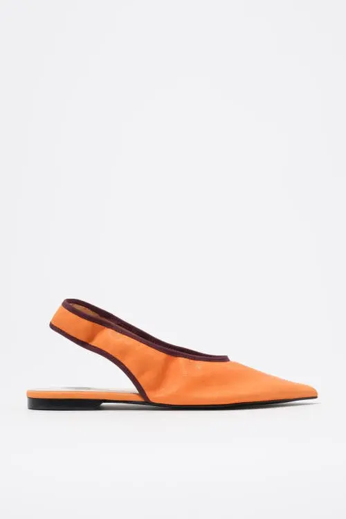 Bimba Y Lola Leather Slingback Ballerina - Orange