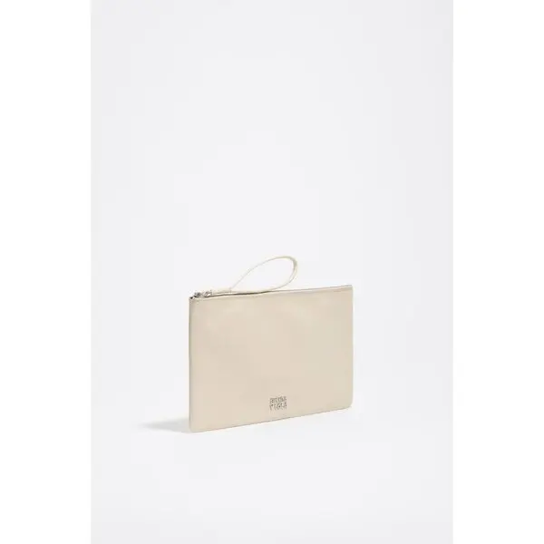 Bimba Y Lola Leather Zip Pouch - Ivory