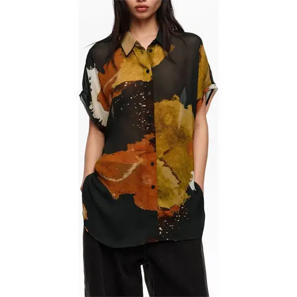 Bimba Y Lola Blot Shirt With Flowing Sleeves - Blot Xl Black