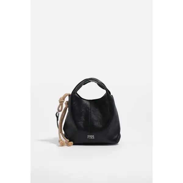 Bimba Y Lola Leather Mini Paper Bag Ss26 - Black
