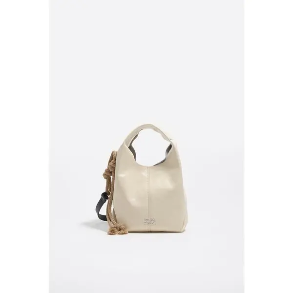 Bimba Y Lola Leather Mini Paper Bag Ss26 - Ivory