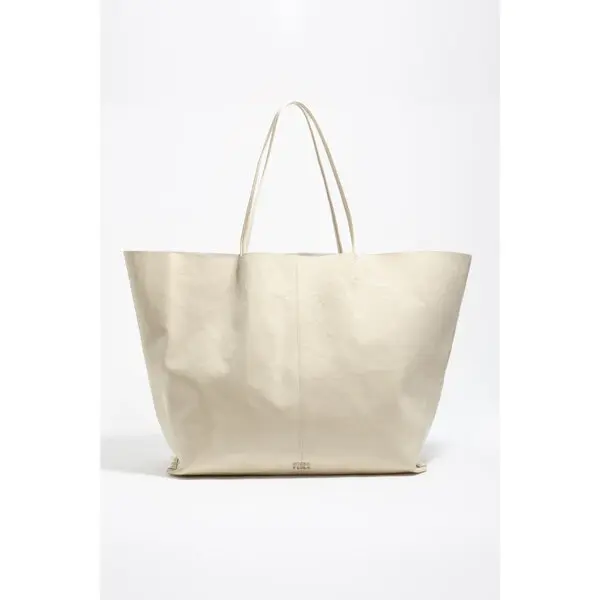 Bimba Y Lola Leather Maxi Shopper Bag Ss26 - Ivory