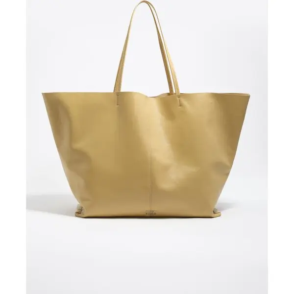 Bimba Y Lola Leather Maxi Shopper Bag Ss26 - Oat
