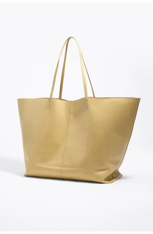 Bimba Y Lola Leather Maxi Shopper Bag - Oat