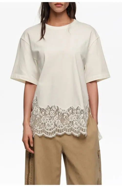 Bimba Y Lola Oversize Lace T-shirt - Ivory