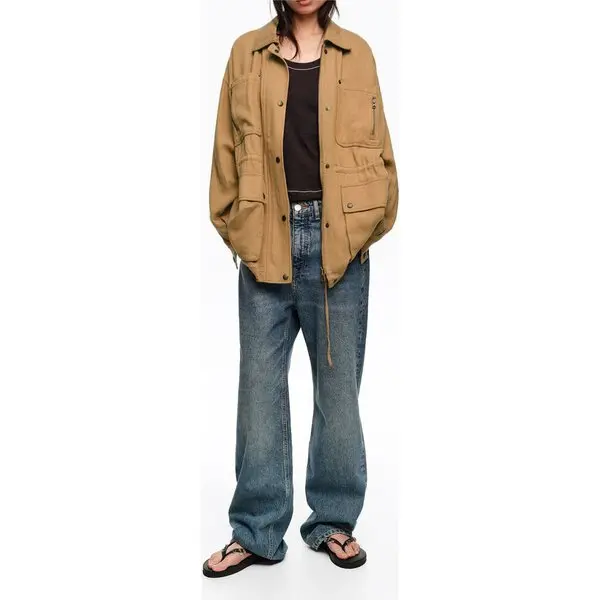 Bimba Y Lola Linen Blend Jacket - Camel