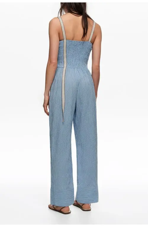 Bimba Y Lola Striped Jumpsuit With Gathered Straps