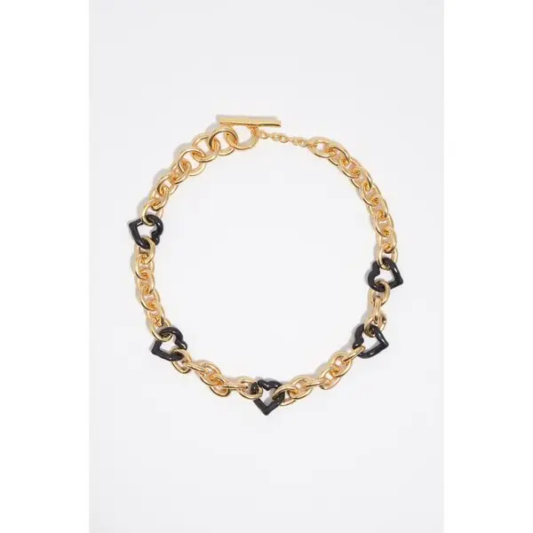 Bimba Y Lola Heart Necklace With Texture And Enamel - Gold