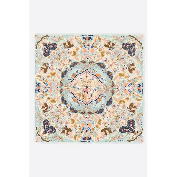 Bimba Y Lola Birds Circular Composition Shawl - Blue