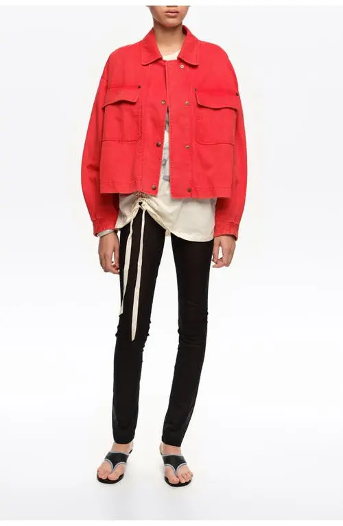 Bimba Y Lola Short Faded Cotton Jacket - Red