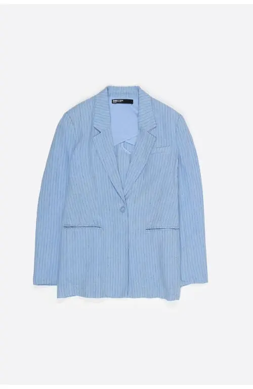 Bimba Y Lola Linen Striped Tailored Jacket