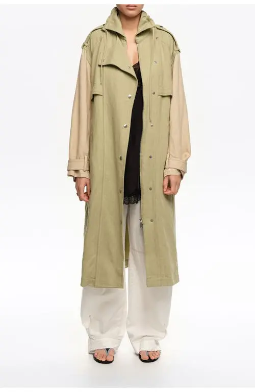 Bimba Y Lola Dual-tone Maxi Trench - Light Green