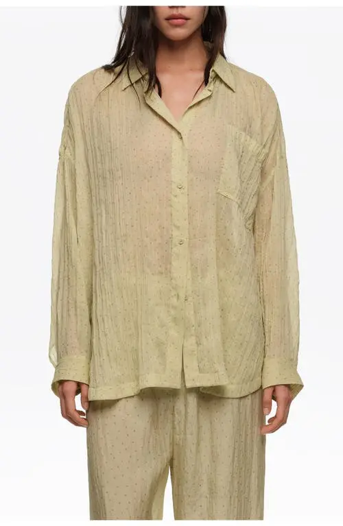 Bimba Y Lola Mini Dots Pleated Oversized Shirt - Dots Mini Olive