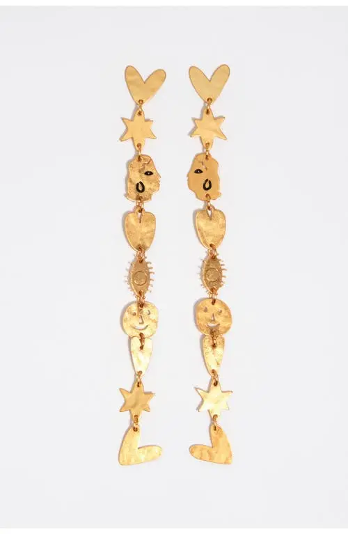 Bimba Y Lola Engraved Metal Silhouette Earrings - Gold
