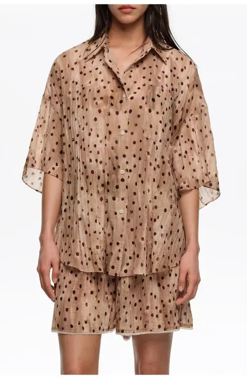 Bimba Y Lola Dots Short-sleeve Pleated Shirt - Watercolor Dots