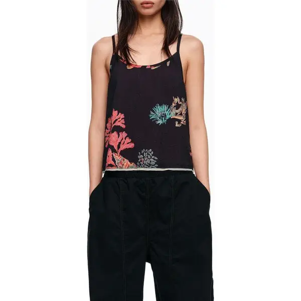 Bimba Y Lola Printed Wrinkled Tank Top - Tortuga Black