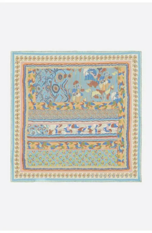 Bimba Y Lola Ikat Floral Striped Scarf - Blue
