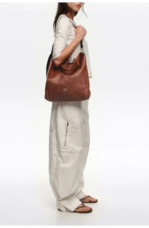 Bimba Y Lola Leather Shoulder Bag - Black