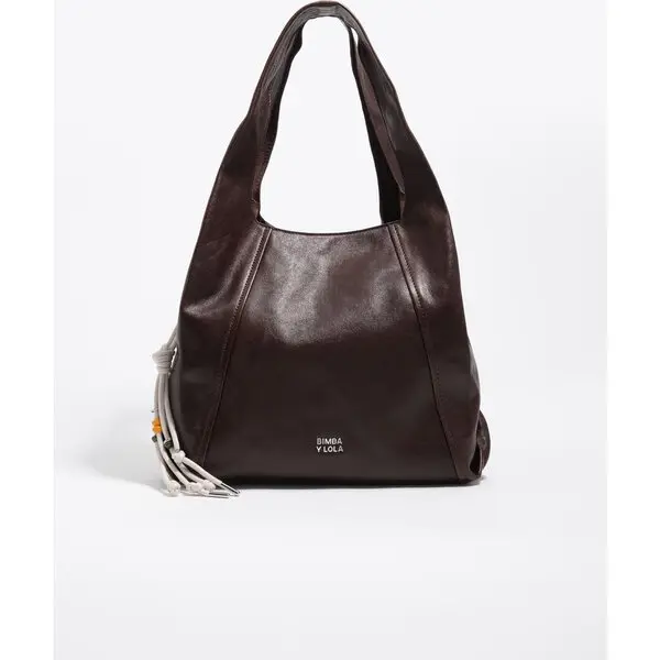 Bimba Y Lola Leather Shoulder Bag - Coffee