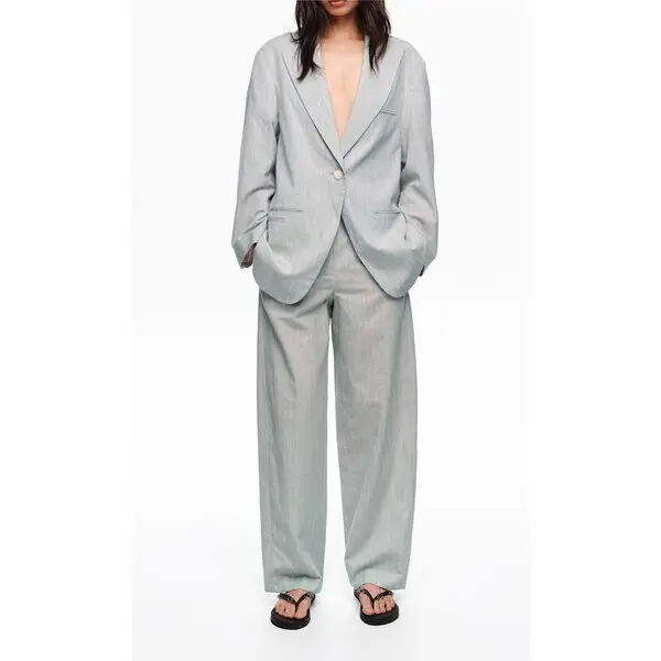 Bimba Y Lola Striped Darted Trousers - Light Grey