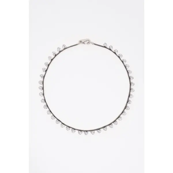Bimba Y Lola Aged Crystal Heart Necklace - Dark Silver