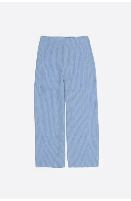 Bimba Y Lola Striped Washed Linen Wide-leg Trousers