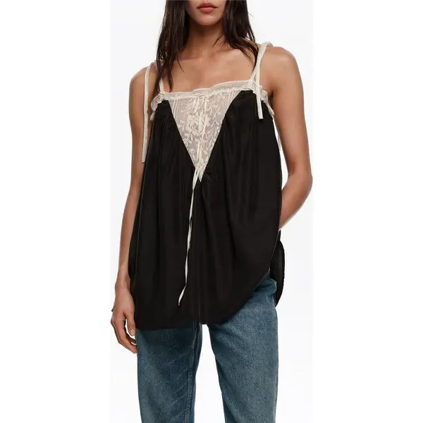 Bimba Y Lola Silk-blend Lace Vest - Black