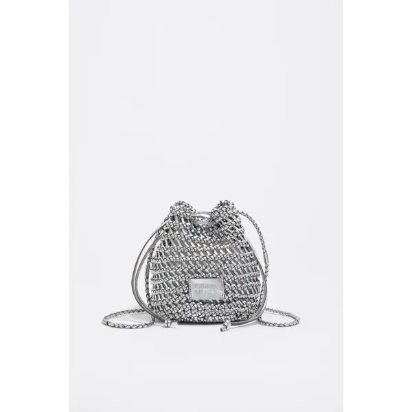 Bimba Y Lola Mini Plaited Crochet Leather Bag - Silver