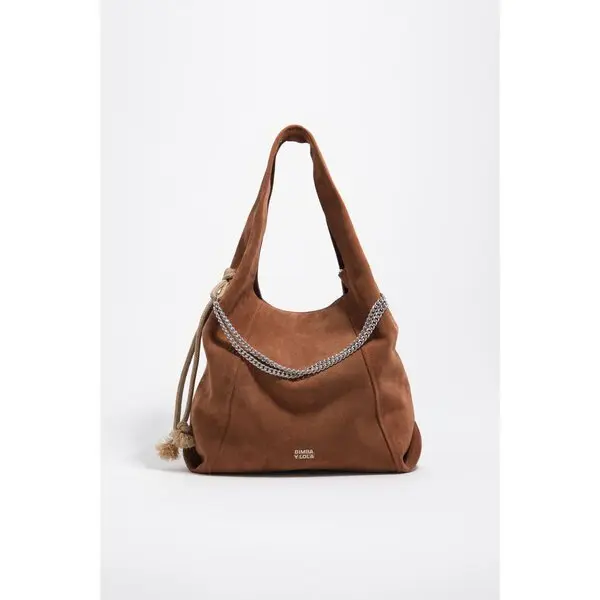Bimba Y Lola Suede Shoulder Bag - Chestnut