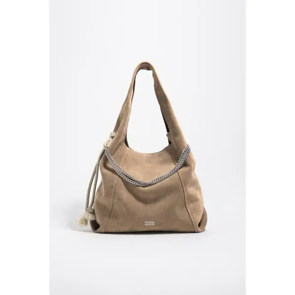 Bimba Y Lola Suede Shoulder Bag - Natural