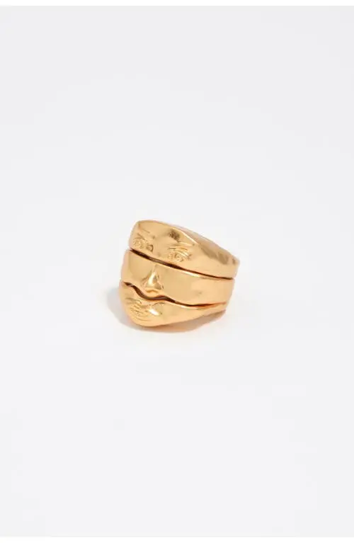 Bimba Y Lola Set Of 3 Matte Rings - Gold