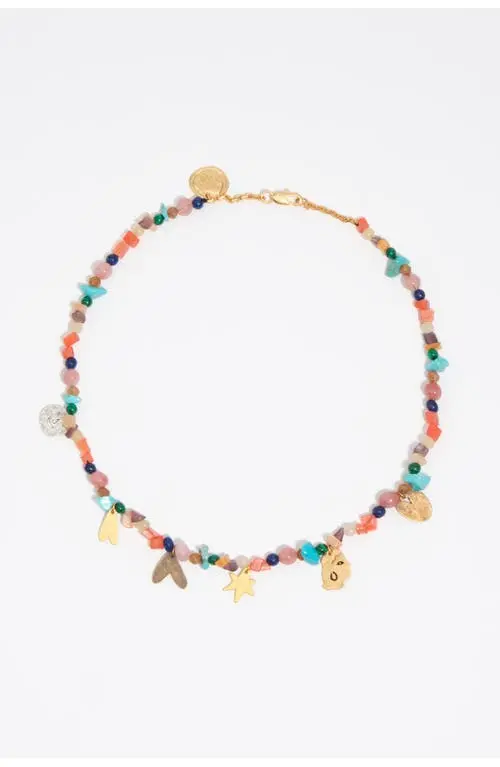 Bimba Y Lola Necklace With Silhouettes And Multicolor Stones - Blue