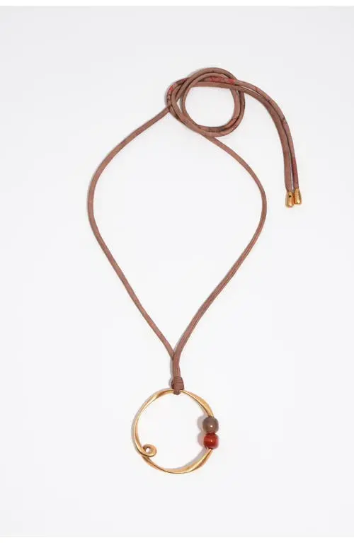 Bimba Y Lola Irregular Hoop Necklace With Matte Stones - Burnt Orange