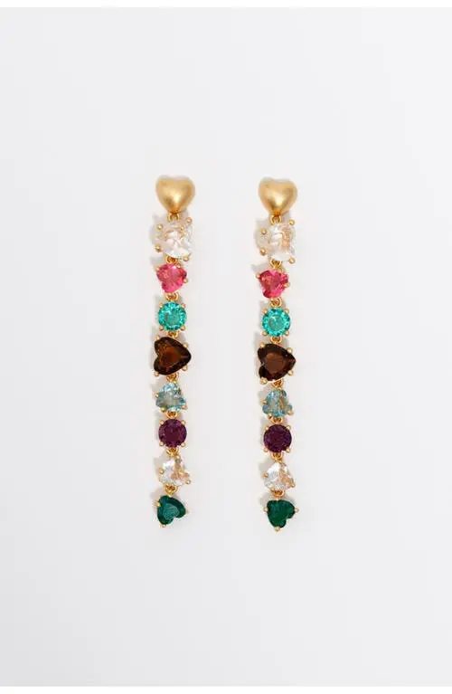 Bimba Y Lola Crystal Heart Dangle Earrings - Gold