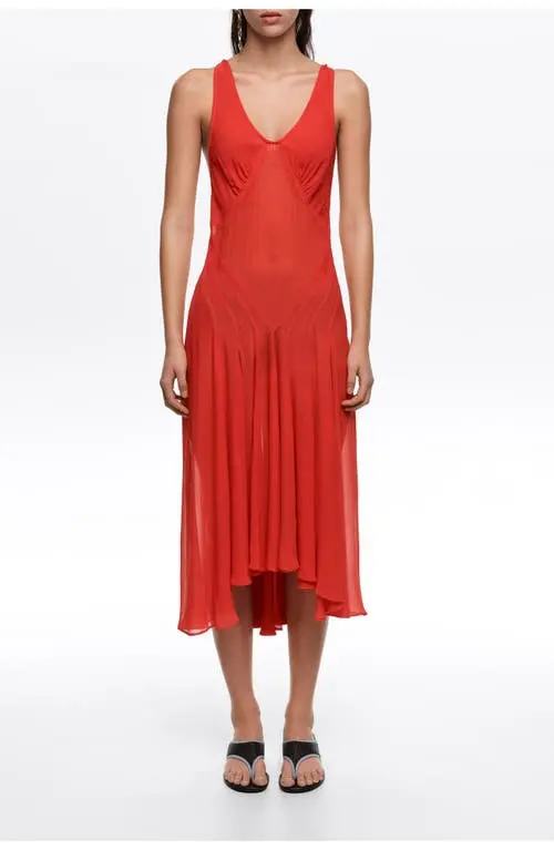 Bimba Y Lola Fluid Cross-back Midi Dress - Red