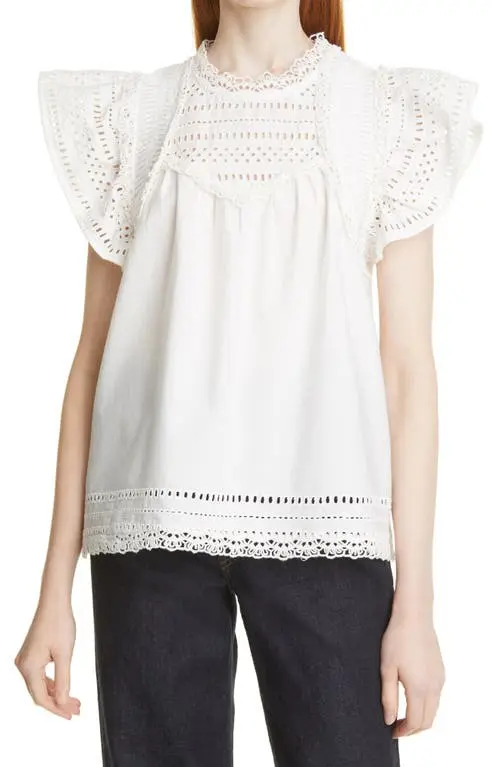 Sea Lina Eyelet Top - Cream