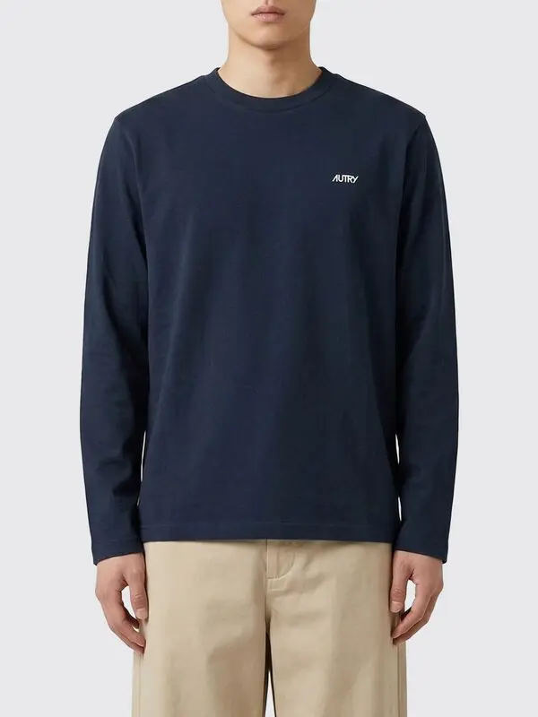 AUTRY Cotton T-shirt With Logo - Blue