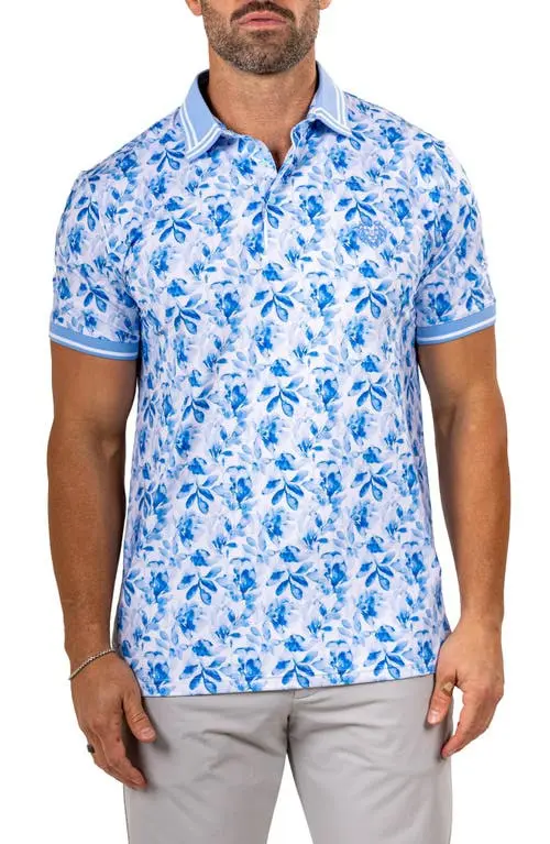 MACEOO Martyr00008 Print Golf Polo - Blue