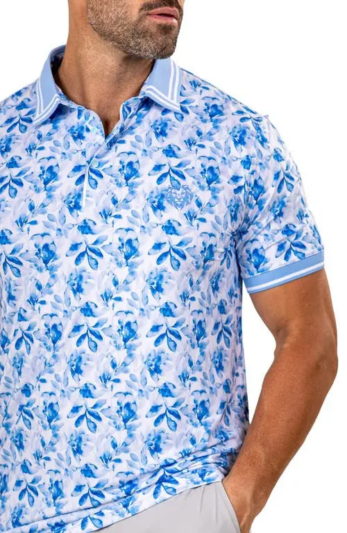 MACEOO Martyr00008 Print Golf Polo - Blue