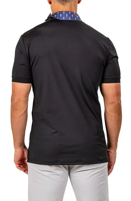 MACEOO Marthyr0021 Contrast Collar Golf Polo - Black