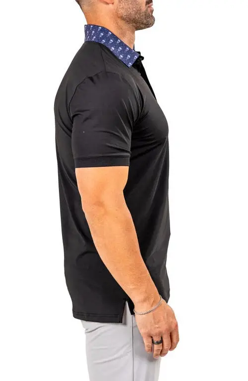 MACEOO Marthyr0021 Contrast Collar Golf Polo - Black